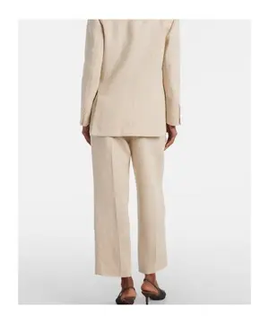 Brunello Cucinelli Cropped Linen And Silk-blend Wide-leg Pants