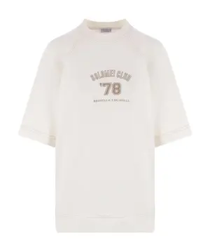 Brunello Cucinelli Logo Embroidered Short-sleeved Sweatshirt