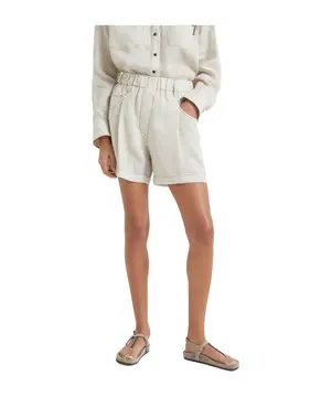 Brunello Cucinelli Monili-embellished Linen Shorts