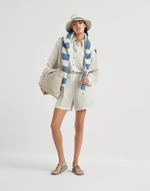 Brunello Cucinelli Monili-embellished Linen Shorts