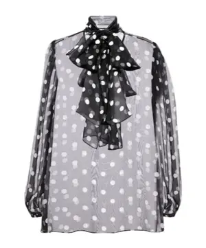 Dolce & Gabbana Polka-dot Bow-detail Silk Chiffon Blouse