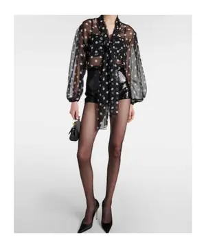Dolce & Gabbana Polka-dot Bow-detail Silk Chiffon Blouse