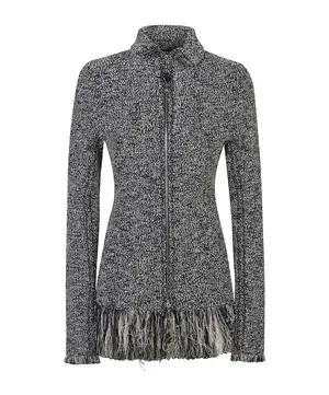 Rabanne Full-zip Fringed Cardigan - Gray