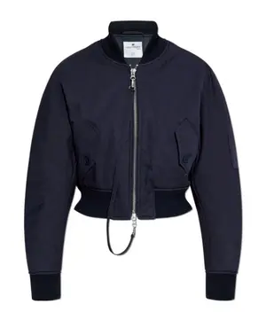 COURREGES Zip-up Cropped Bomber Jacket - Black