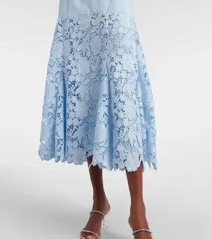 SELF-PORTRAIT Belted Lace Midi Dress
