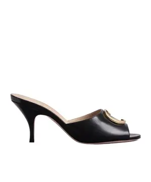 Dior Heeled Slide Sandals With Cd Initials