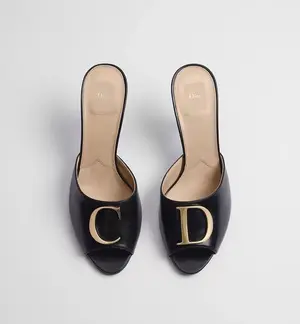 Dior Heeled Slide Sandals With Cd Initials