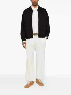 Sandro Ecru Pleat Detail Wide-leg Trousers