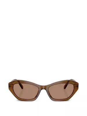 SWAROVSKI Geometric Frame Sunglasses With Crystal Embellishment - Brown