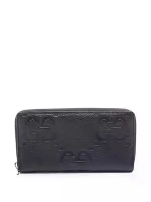 Gucci 2010s Jumbo Gg Round Zipper Long Wallet - Black