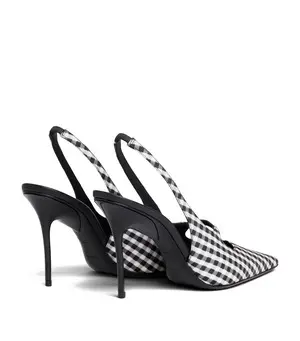 Alaïa Vichy Print Drop Slingback Pumps 80