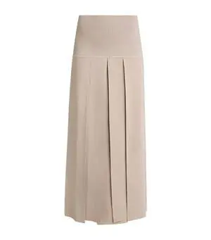 Alaïa Pleated Midi Skirt - Beige