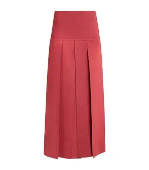 Alaïa Pleated Midi Skirt - Red