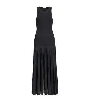 Alaïa Knitted Pleated Maxi Dress - Black