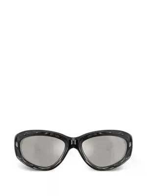 DIESEL® Oval Frame Sunglasses With Cut-out Detail - Black