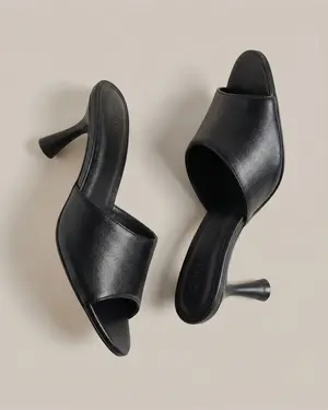 Quince Italian Leather 65mm Stiletto Mule - Black