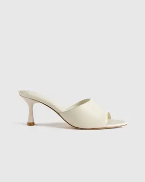 Quince Italian Leather 65mm Stiletto Mule - Bone