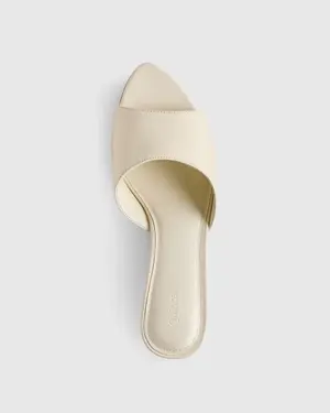 Quince Italian Leather 65mm Stiletto Mule - Bone