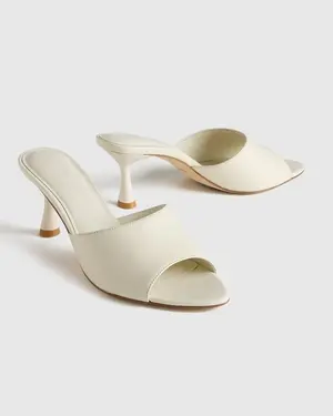 Quince Italian Leather 65mm Stiletto Mule - Bone