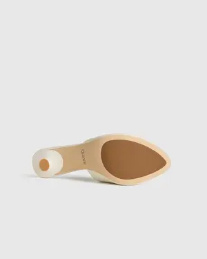 Quince Italian Leather 65mm Stiletto Mule - Bone