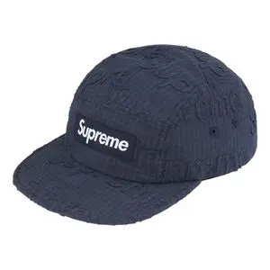 Supreme Monogram Gingham Camp Cap - Navy