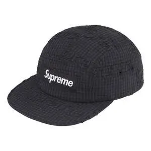 Supreme Monogram Gingham Camp Cap - Black