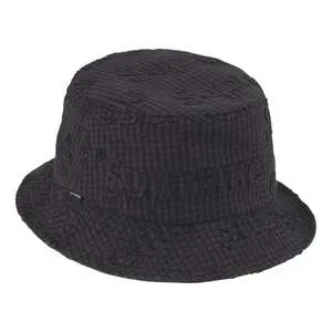 Supreme Monogram Gingham Crusher Hat - Black