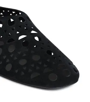 Alaïa Suede Vienne Laser Cut Ballet Flats - Black