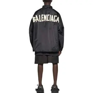 Balenciaga Tape Type Hooded Windbreaker Jacket