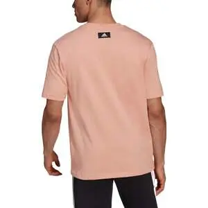 Adidas Logo Printing Pattern Round Neck Pullover Short Sleeve Pink T-shirt