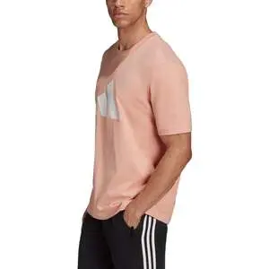 Adidas Logo Printing Pattern Round Neck Pullover Short Sleeve Pink T-shirt
