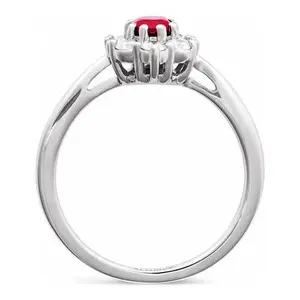 ALLUREZ Oval Lab Ruby & Diamond Halo Ring 14k - 1ct/white Gold