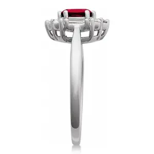 ALLUREZ Oval Lab Ruby & Diamond Halo Ring 14k - 1ct/white Gold