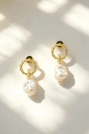 CLASSICHARMS Nina Baroque Pearl Drop Earrings - Gold