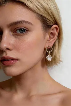 CLASSICHARMS Nina Baroque Pearl Drop Earrings - Gold