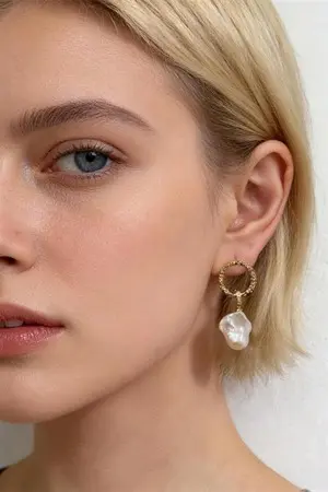 CLASSICHARMS Nina Baroque Pearl Drop Earrings - Gold