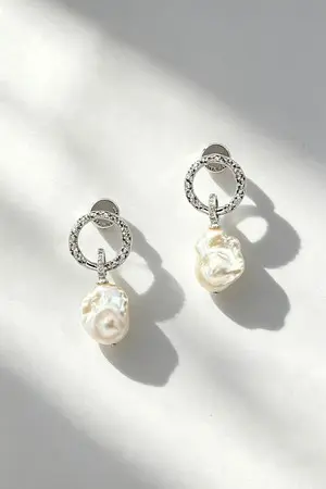 CLASSICHARMS Nina Baroque Pearl Drop Earrings - Silver