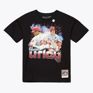 Mitchell & Ness Chase Utley Philadelphia Phillies Legendary Collage Player T-shirt - Black