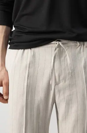 Mango Slim Fit Drawstring Linen Blend Pants
