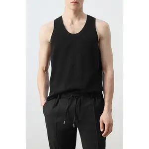 Mango Slim Fit Cotton Rib Tank - Black