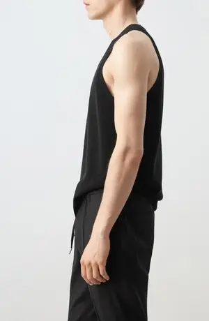 Mango Slim Fit Cotton Rib Tank - Black