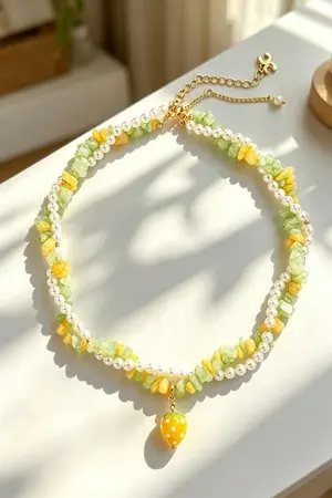 CLASSICHARMS Lulu Strawberry Necklace Set With Pearl And Gemstone Chains
