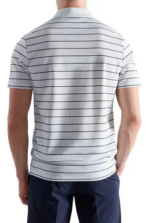 Mango Slim Fit Stripe Coolmax® Piqué Polo - White