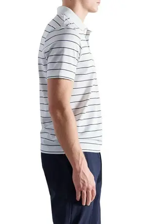Mango Slim Fit Stripe Coolmax® Piqué Polo - White