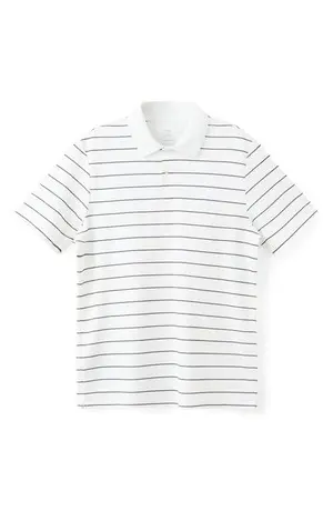 Mango Slim Fit Stripe Coolmax® Piqué Polo - White