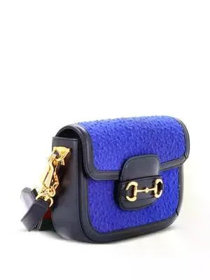Gucci Horsebit 1955 Shoulder Bag Wool Mini Crossbody Bag - Blue