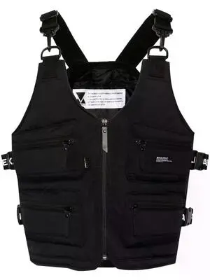 MAKAVELIC Logo Patch Zip-up Vest - Black