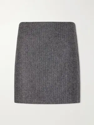 BLAZÉ MILANO Coci Herringbone Wool-blend Mini Skirt - Gray