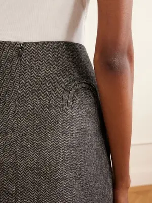 BLAZÉ MILANO Herringbone Wool-blend Mini Skirt - Gray