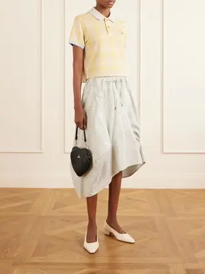 VIVIENNE WESTWOOD Aerodrome Asymmetric Striped Organic Cotton Midi Skirt - Neutrals